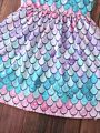 Wholesale Kid Girl Summer Fish Scale Print Dress 200720