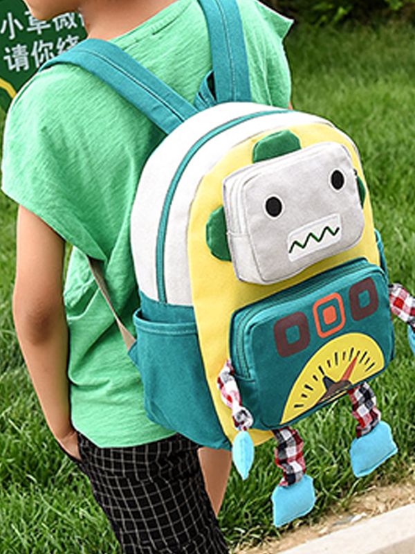Wholesale Cool Robot Schoolbag Canvas Backpack Back to