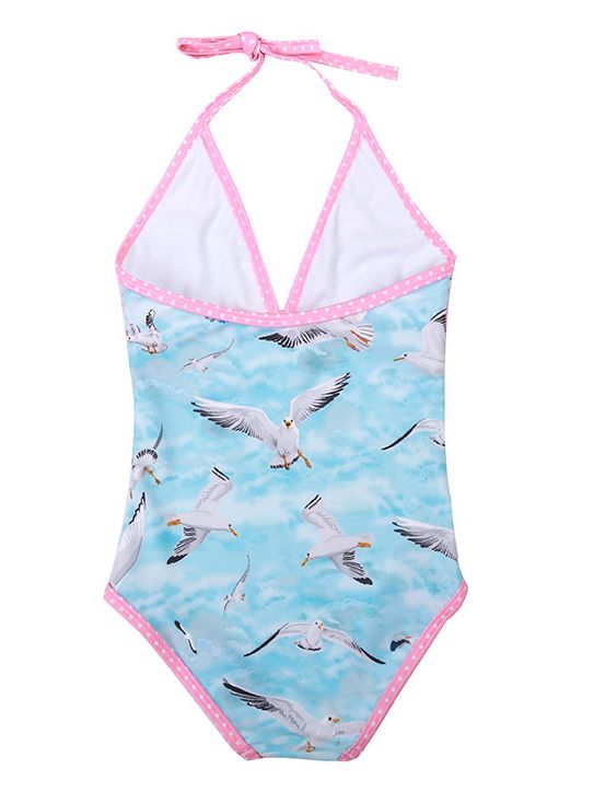 Wholesale Eagle Print Children String One Piece Swimwea