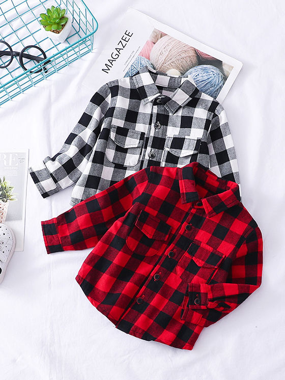 Wholesale Spring Classic Checked Baby Little Kids Shirt