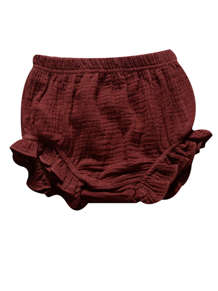 Wholesale Frilled Solid Color Muslin Baby Bread Pants 1
