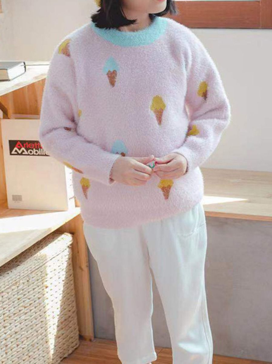 Wholesale Cute Soft Ice Cream Pattern Sweater 19082860