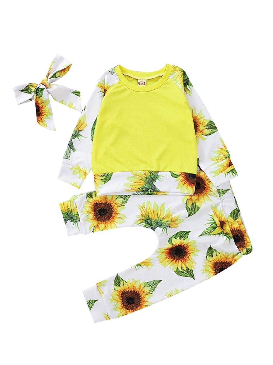 Wholesale 3-Piece Sunflower Clothes Set T-shirt & Pants
