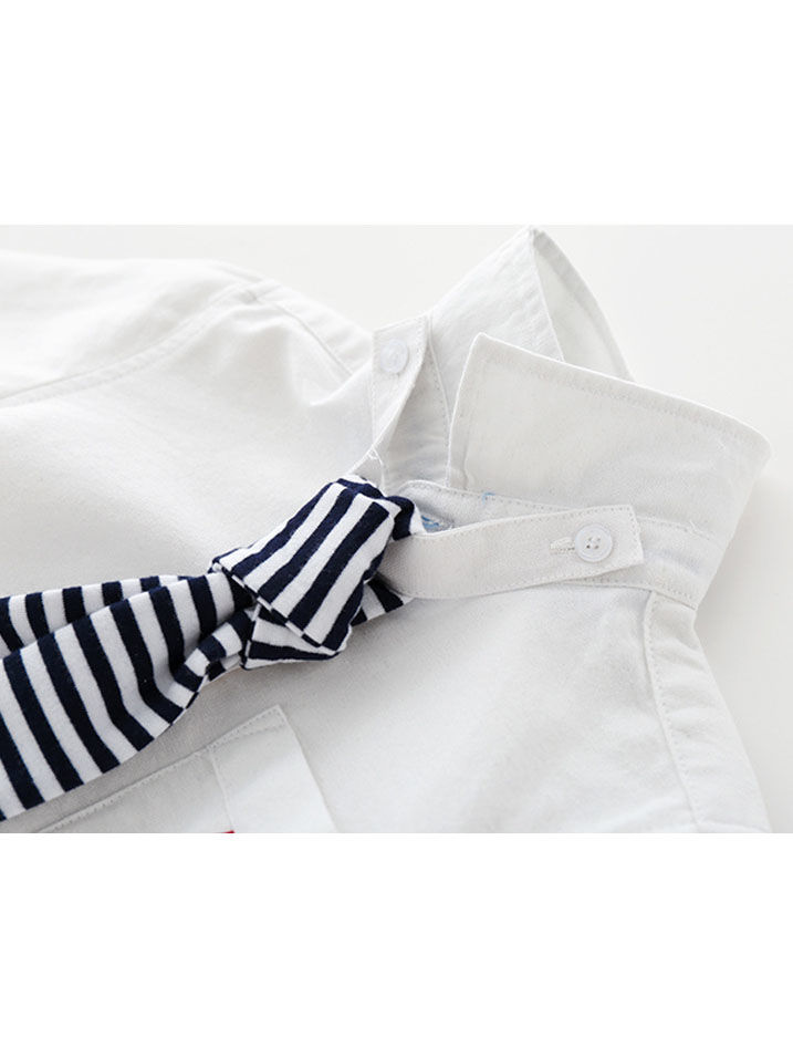 Wholesale 6-PACK Stripe Tie Trim Turn-down Collar Shirt