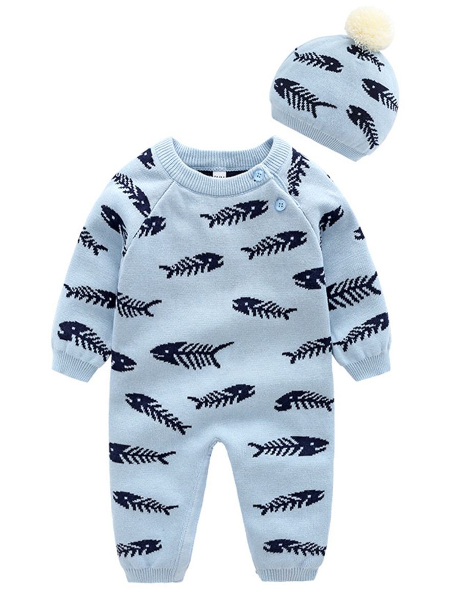 Wholesale 2-Piece Fall Baby Fishbone/Rabbit Crochet Ove