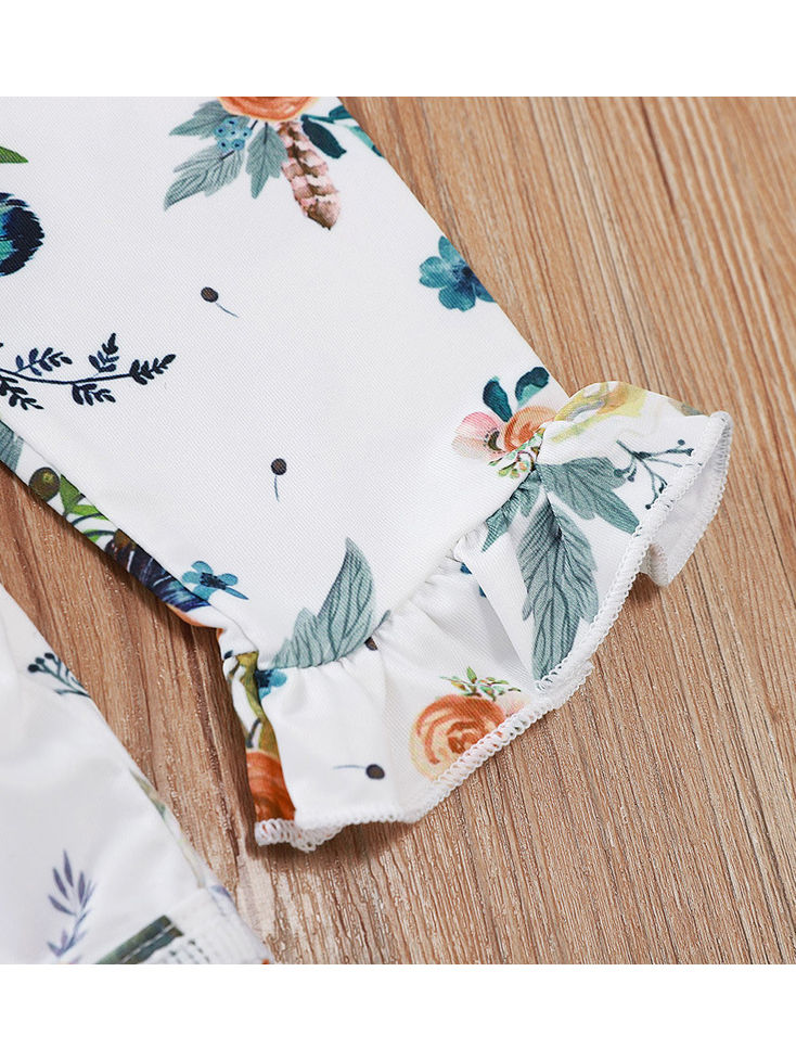 Wholesale 2-Piece Spring Baby Girl Pom Flower Bodysuit