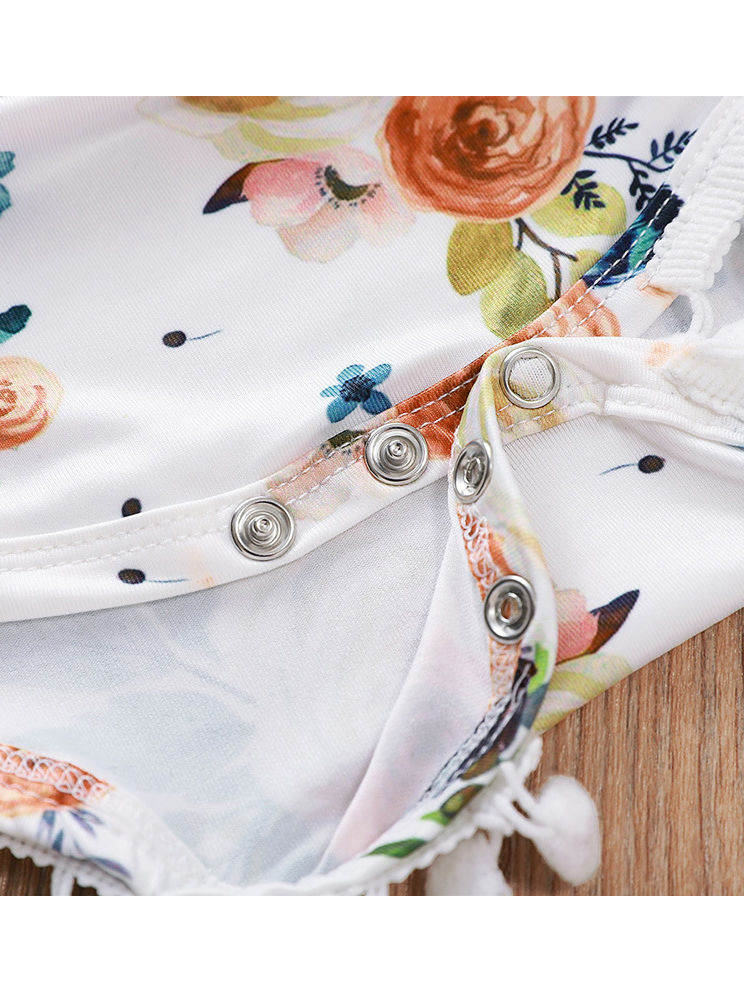 Wholesale 2-Piece Spring Baby Girl Pom Flower Bodysuit