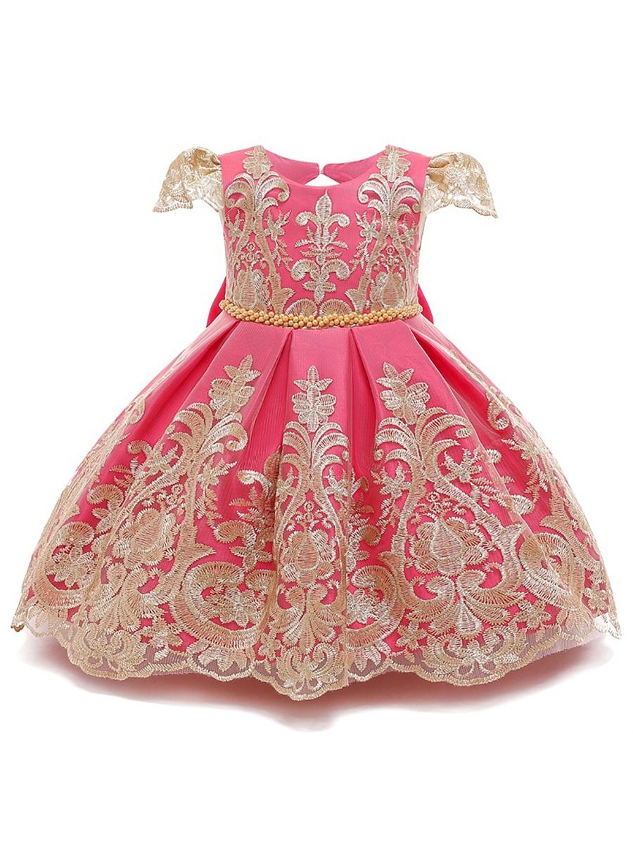 Wholesale Flower Embroidery Princess Party Frock Perfor