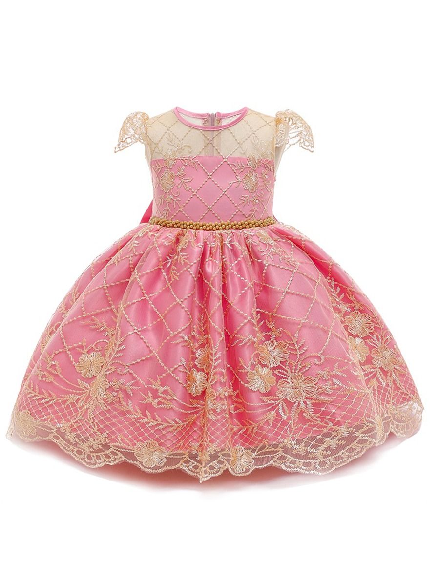Wholesale Flower Embroidery Princess Party Frock Perfor