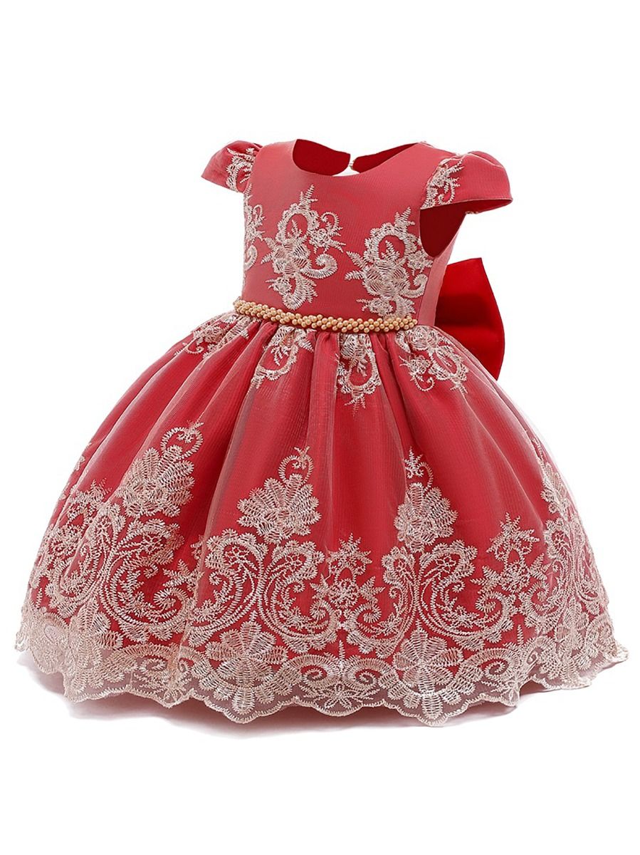 Wholesale Flower Embroidery Princess Party Frock Perfor