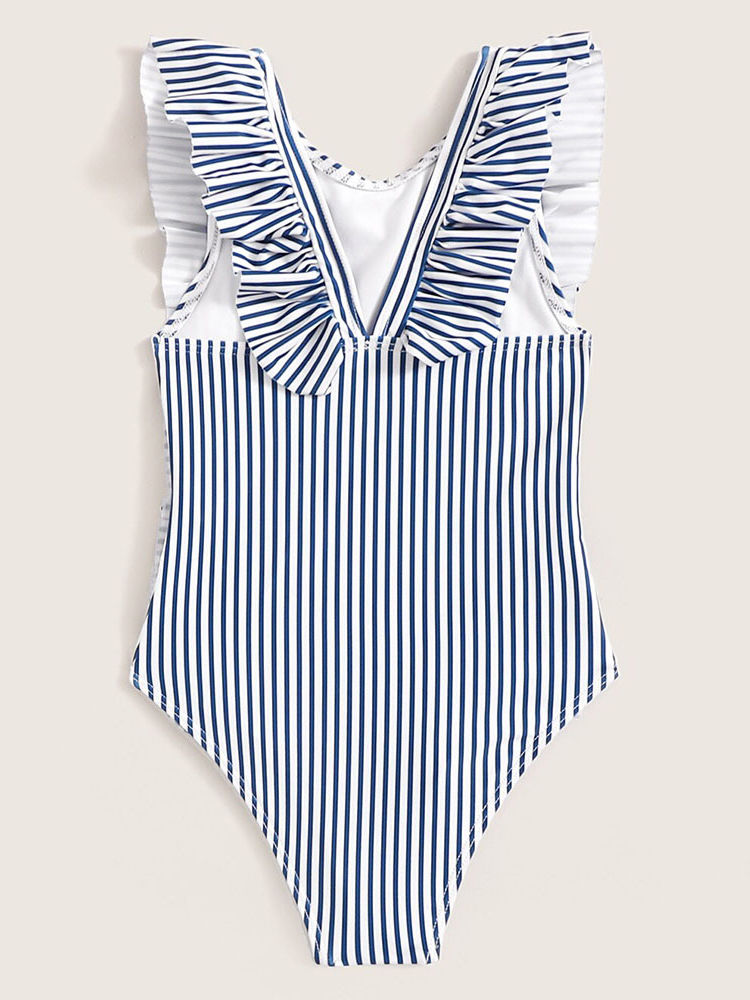 Wholesale Fashion Pinstripe Ruffle Backless One Piece S