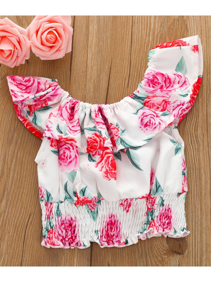 Wholesale 3-Piece Baby Toddler Girl Flower Top Shorts W