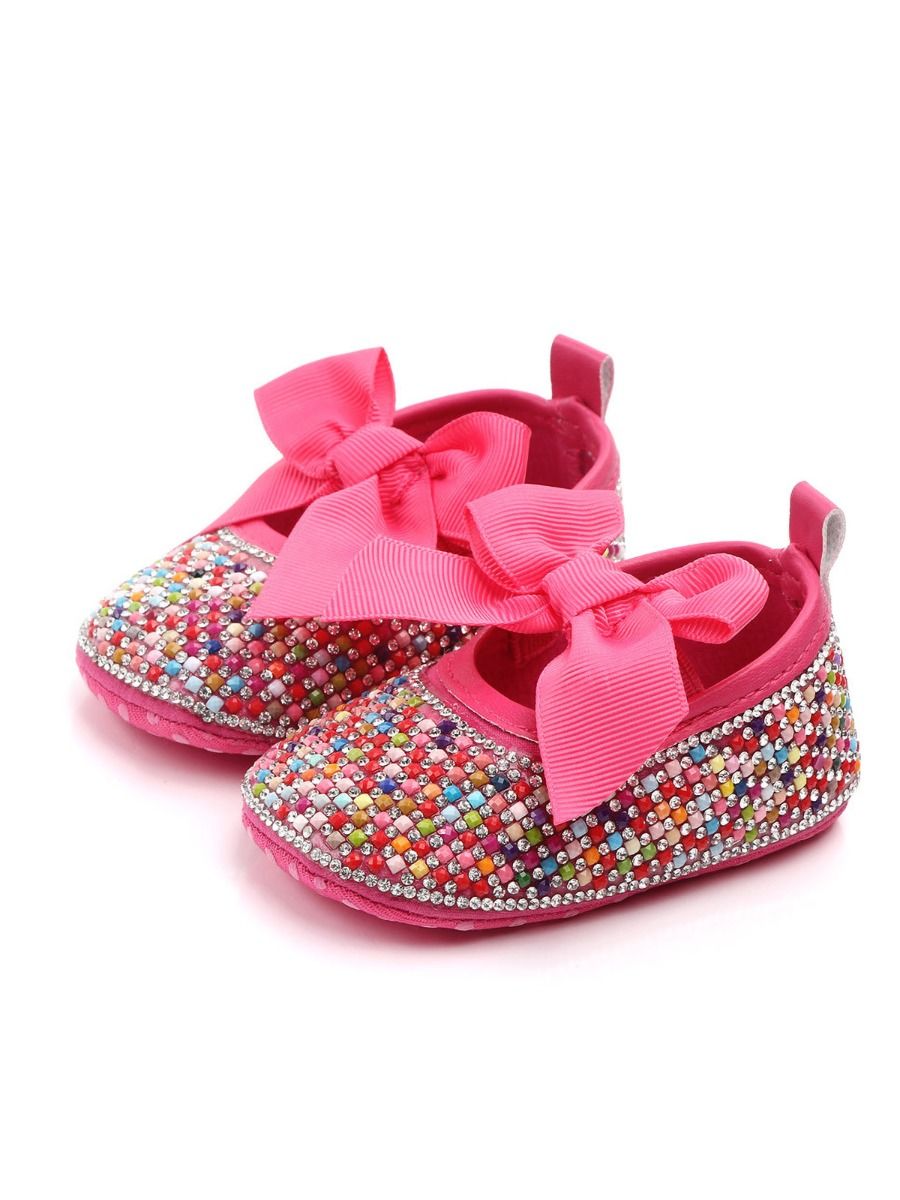Wholesale Big Bow Beaded Trim Crib Shoes 200420432 - ki