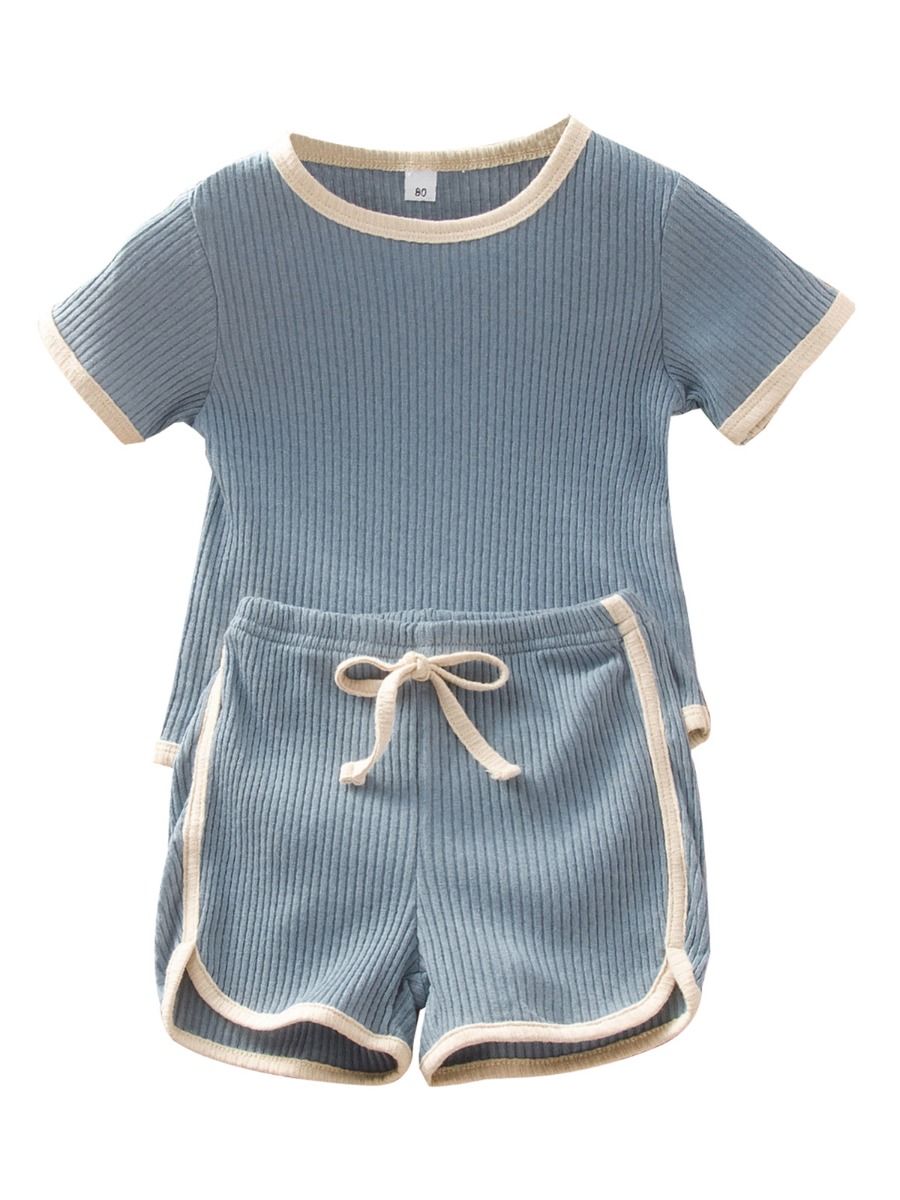 Wholesale 2Pcs Summer Baby Ribbed Romper Top + Elastic