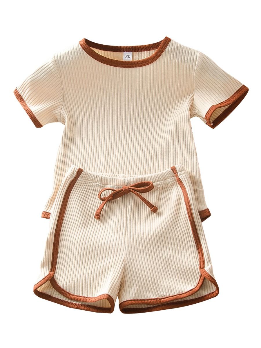 Wholesale 2Pcs Summer Baby Ribbed Romper Top + Elastic