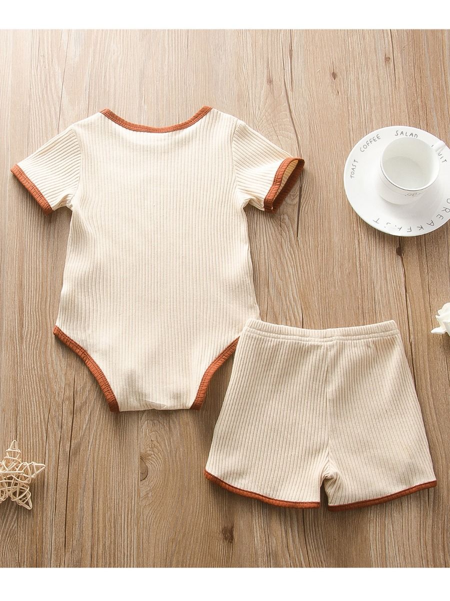 Wholesale 2Pcs Summer Baby Ribbed Romper Top + Elastic