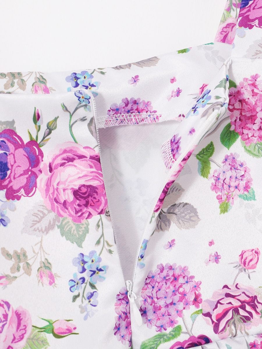 Wholesale Summer Little Girl Floral Printed Layered Dre