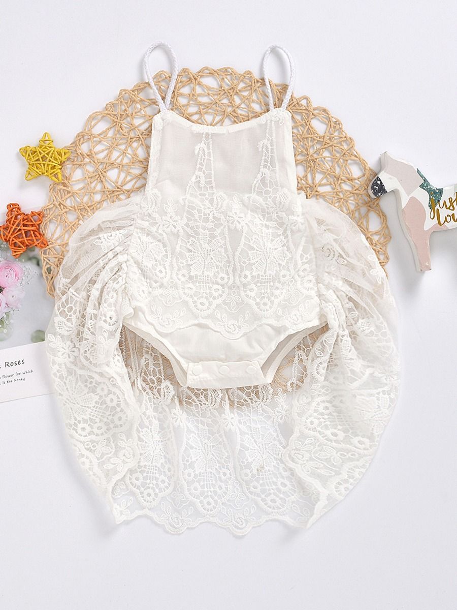 Wholesale Baby Girl Lace Hi Lo Hem Cami Bodysuit 200524