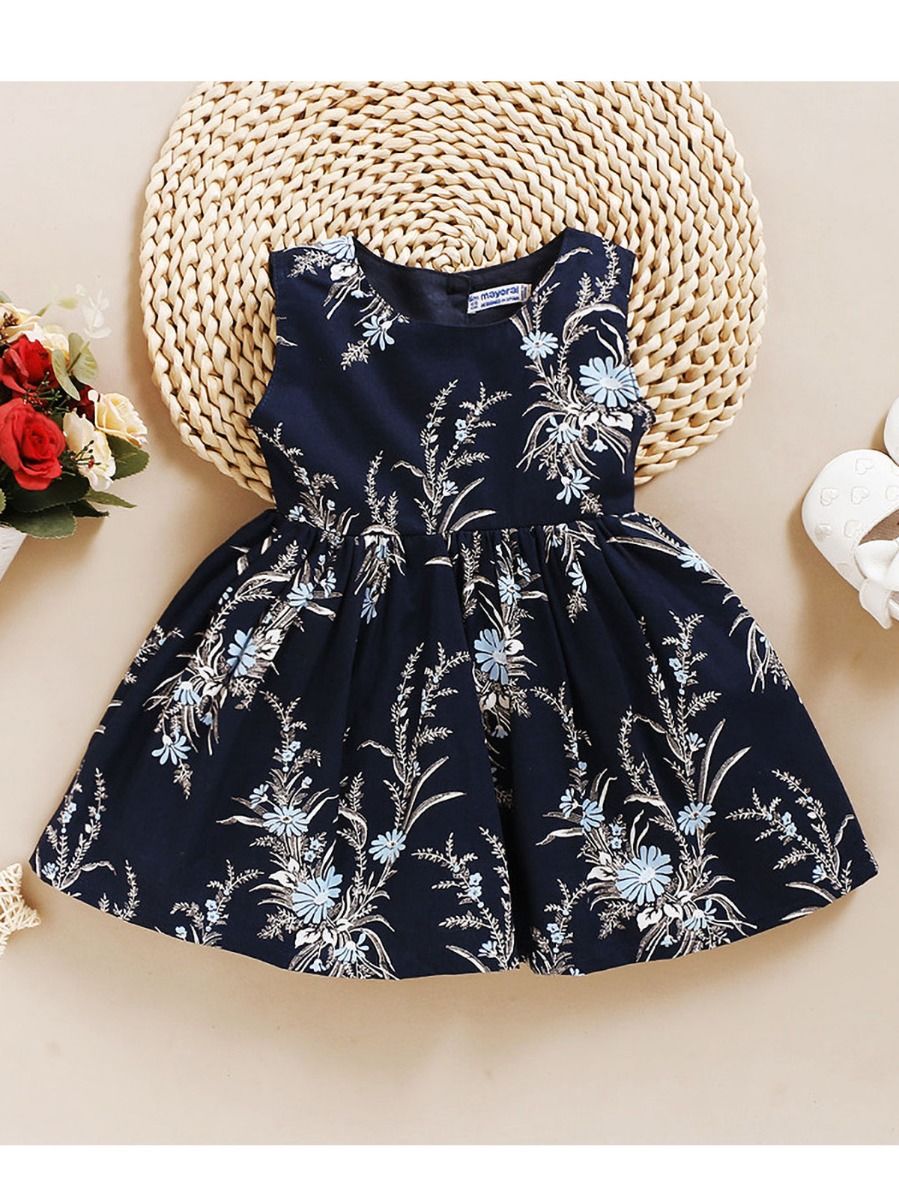 Wholesale Summer Little Girl Flower Printed Sleeveless