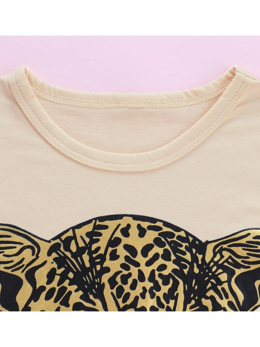 Wholesale 2 Pieces Little Girls Leopard Print Set Long