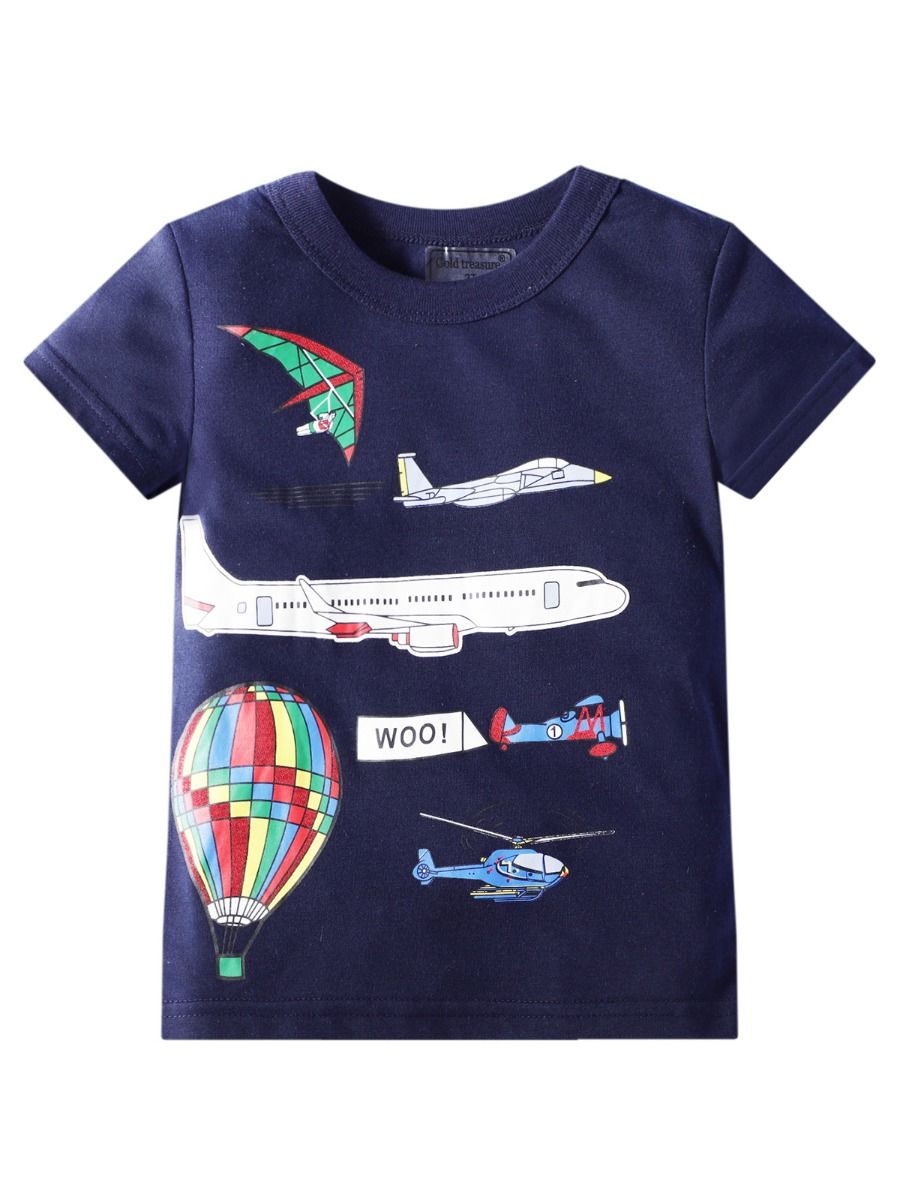 Wholesale Boy Hot Air Balloon Aircraft Print T-shirt 20