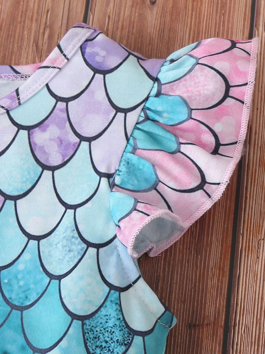 Wholesale Kid Girl Summer Fish Scale Print Dress 200720