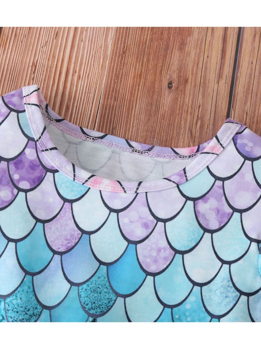 Wholesale Kid Girl Summer Fish Scale Print Dress 200720