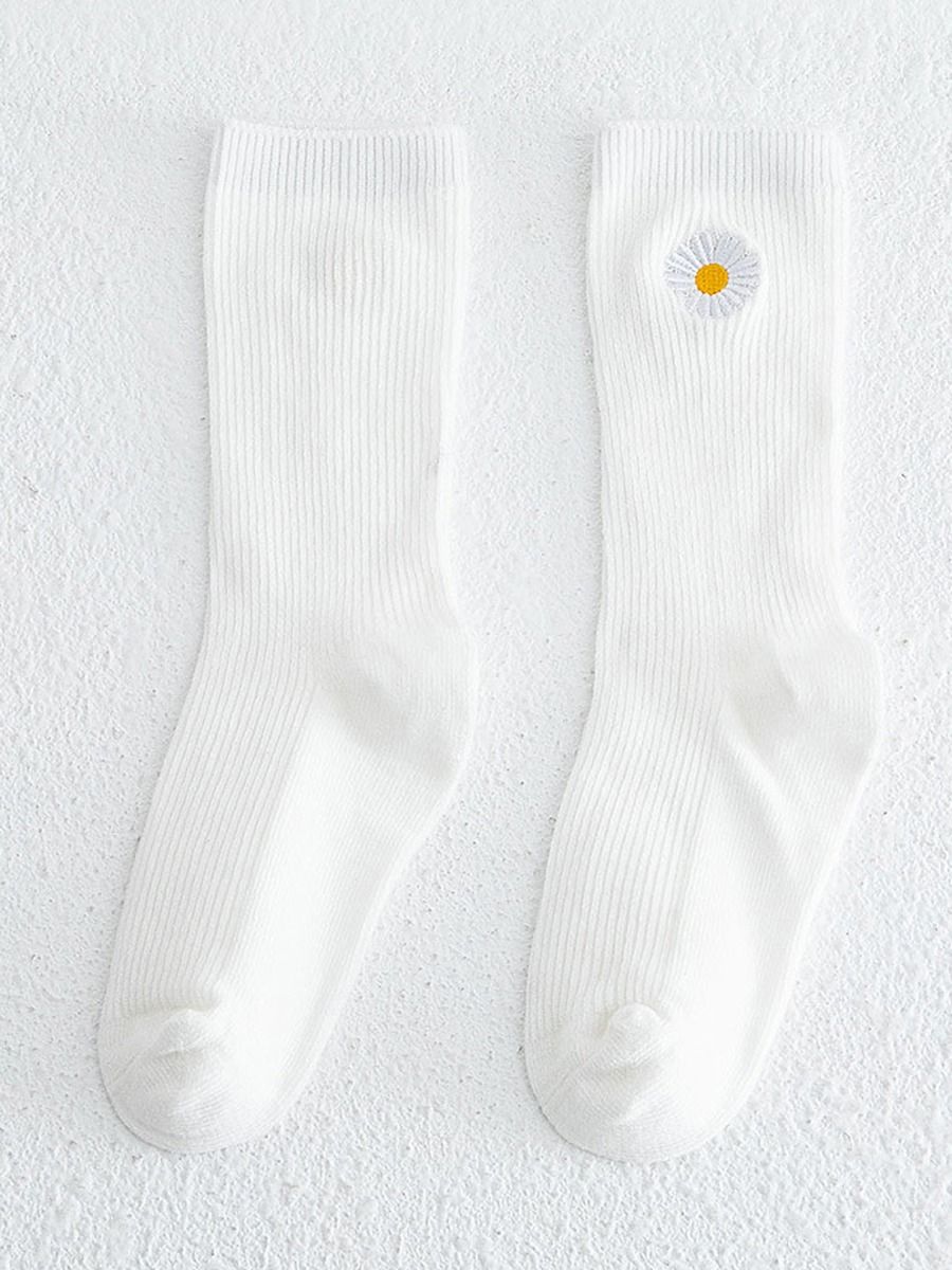 Wholesale Little Kid Daisy Flower Embroidered Socks 200