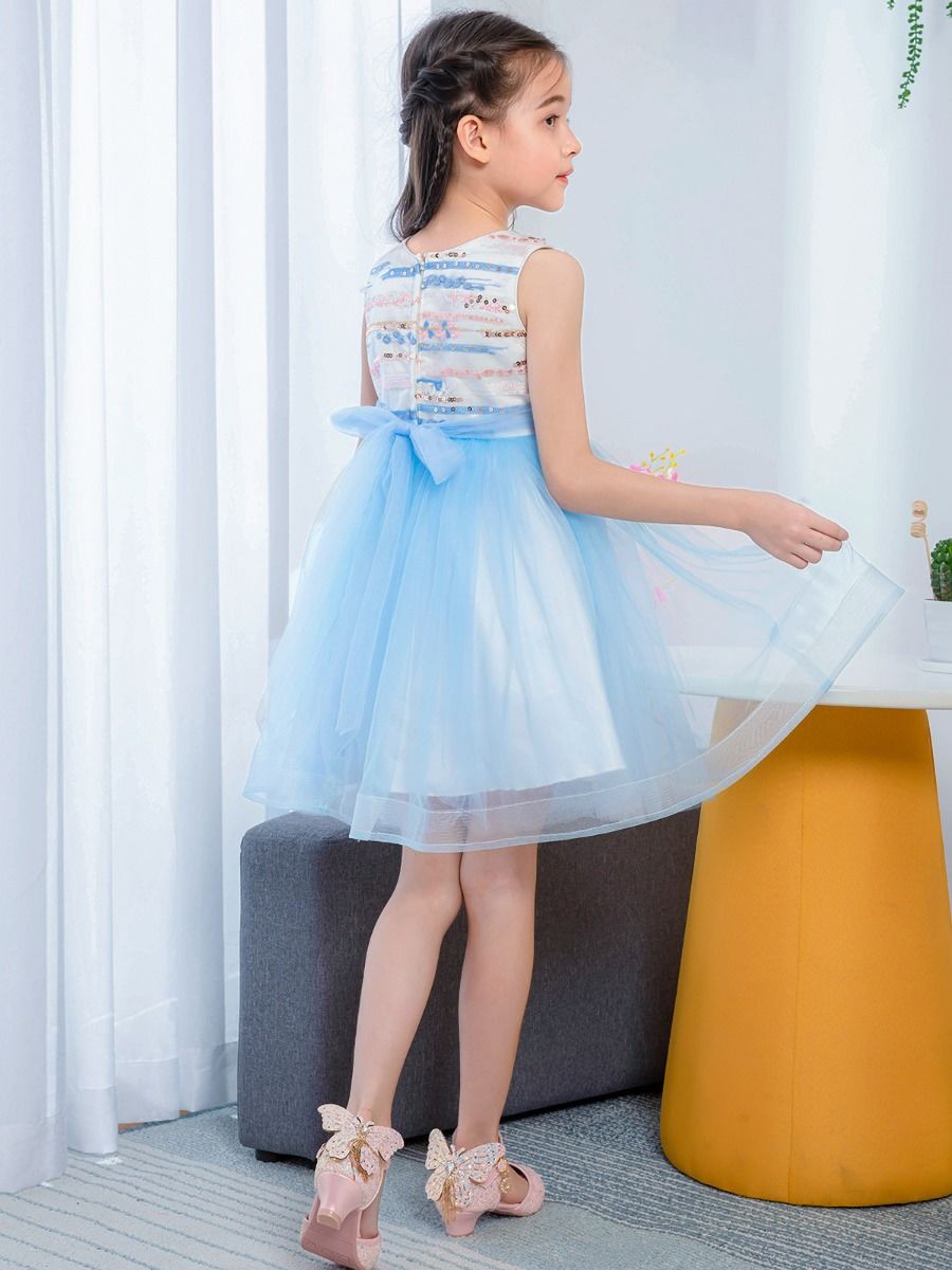 Wholesale Kid Girl Bow Ribbon Mesh Princess Dress 20072