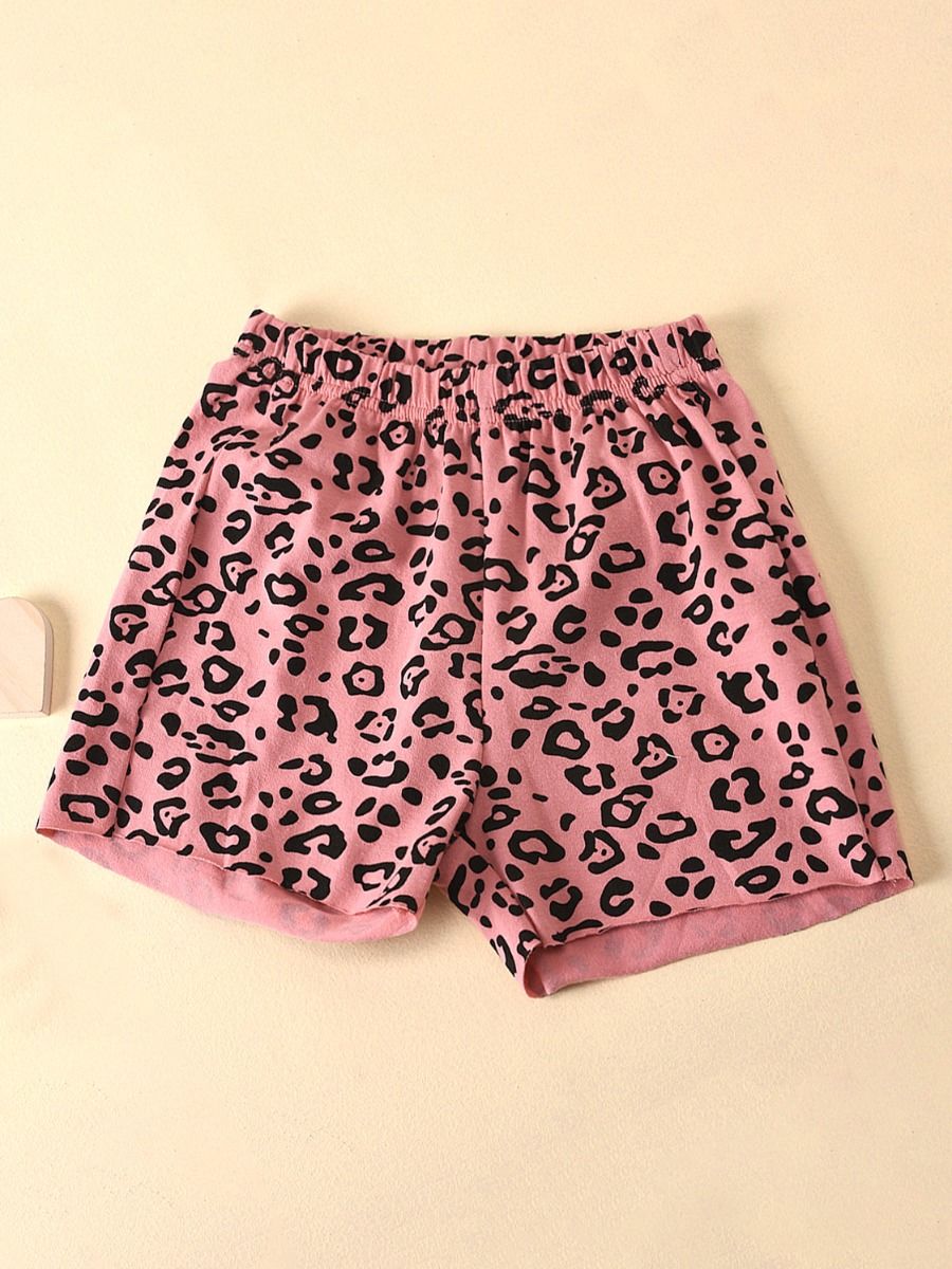 Wholesale 2 Pieces Kid Girl Leopard Print Set Tank Top