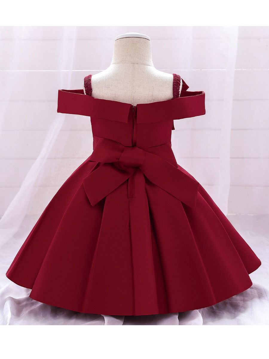 Wholesale Toddler Girl Lace Bowknot Party Off Shoulder