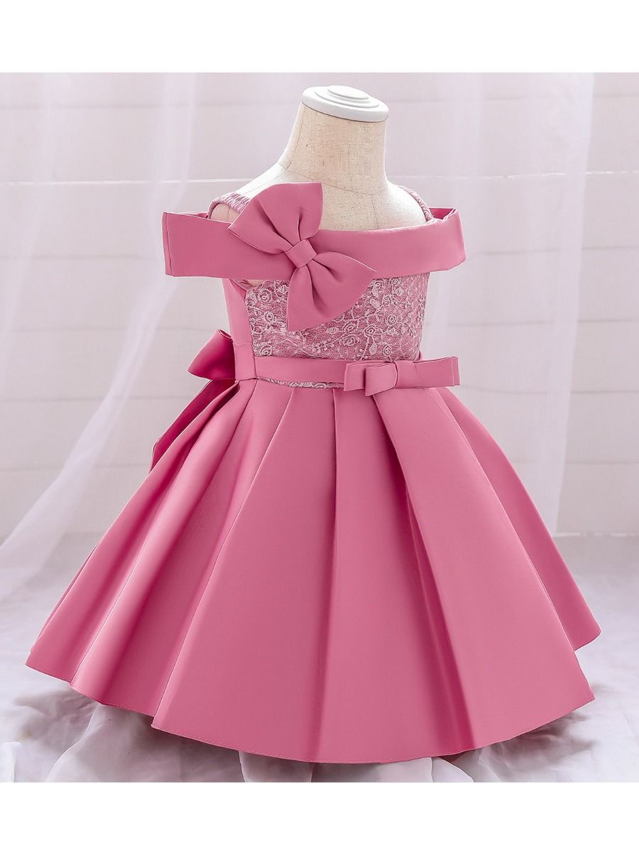 Wholesale Toddler Girl Lace Bowknot Party Off Shoulder