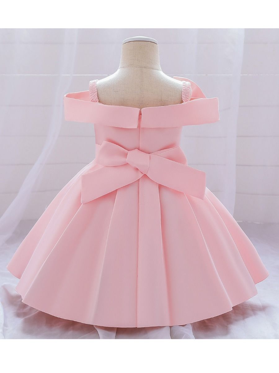 Wholesale Toddler Girl Lace Bowknot Party Off Shoulder