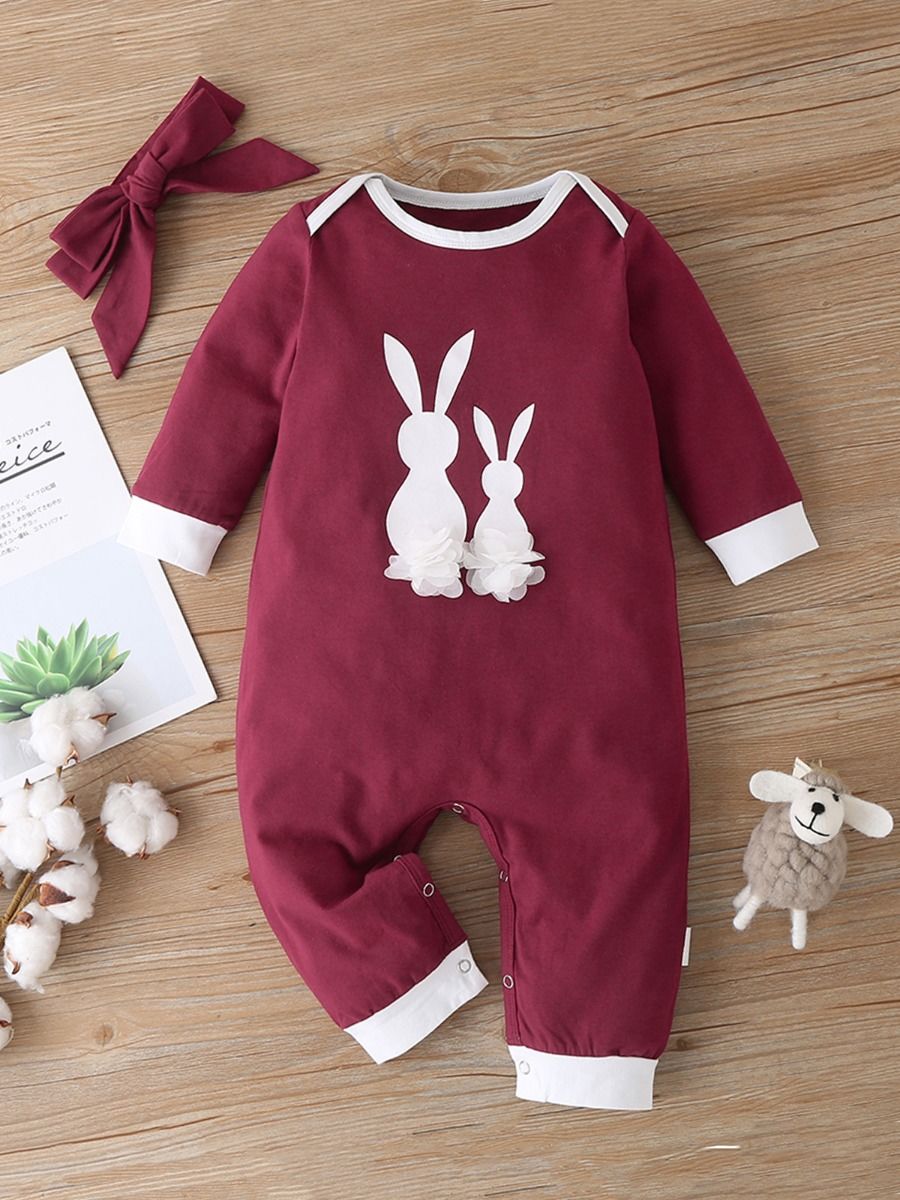 Wholesale 2 Pieces Baby Rabbits Jumpsuit With Headband