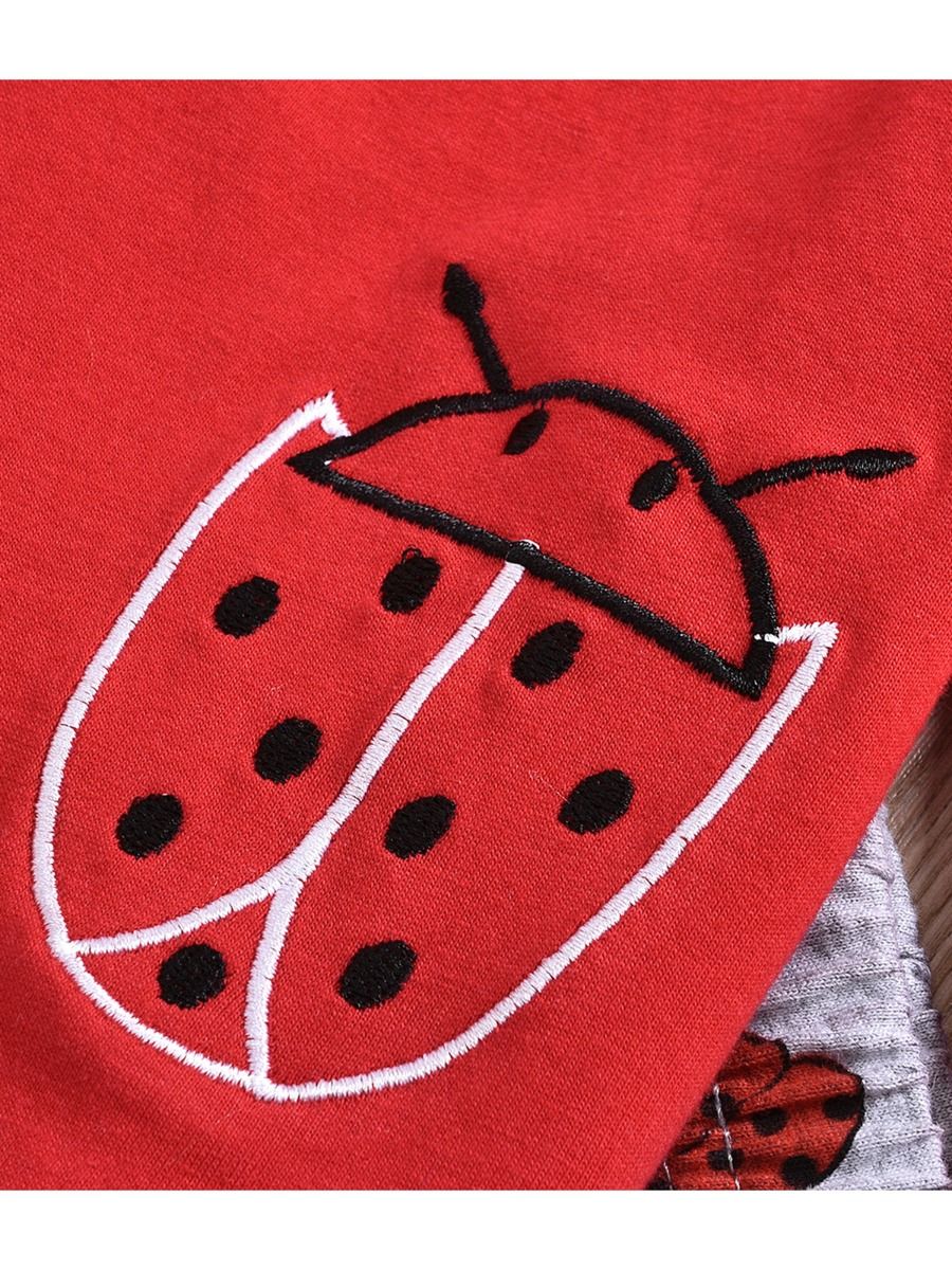 Wholesale 2 Pieces Infant Toddler Girl Ladybug Set Red