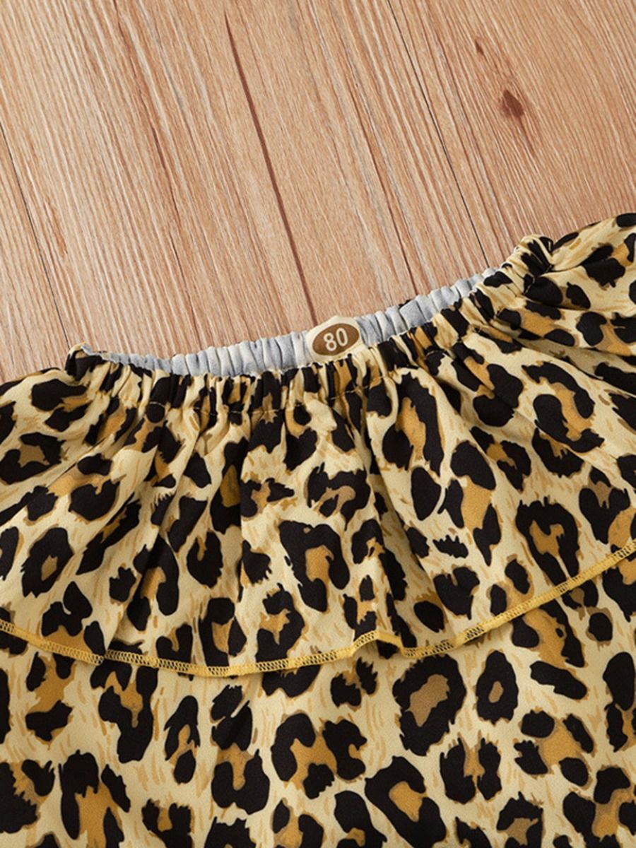 Wholesale 2 Pieces Baby Girl Leopard Print Top Matching