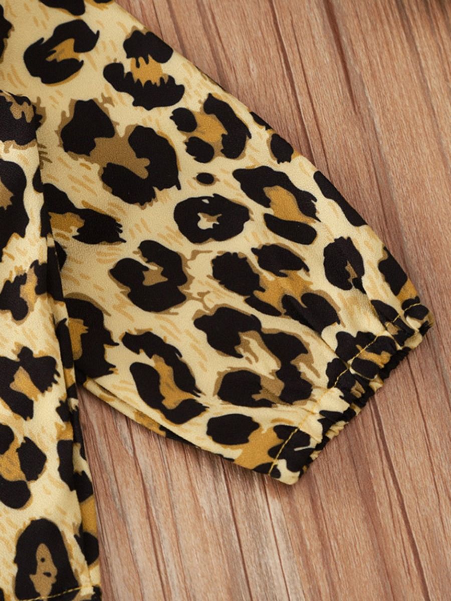 Wholesale 2 Pieces Baby Girl Leopard Print Top Matching