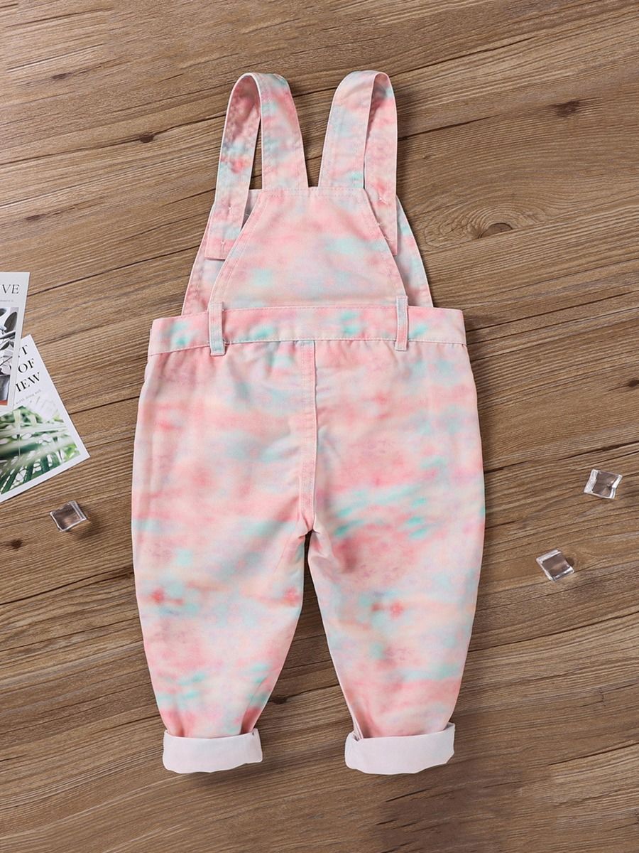 Wholesale Kid Girl Daisy Flowers Tie Dye Overall Pants