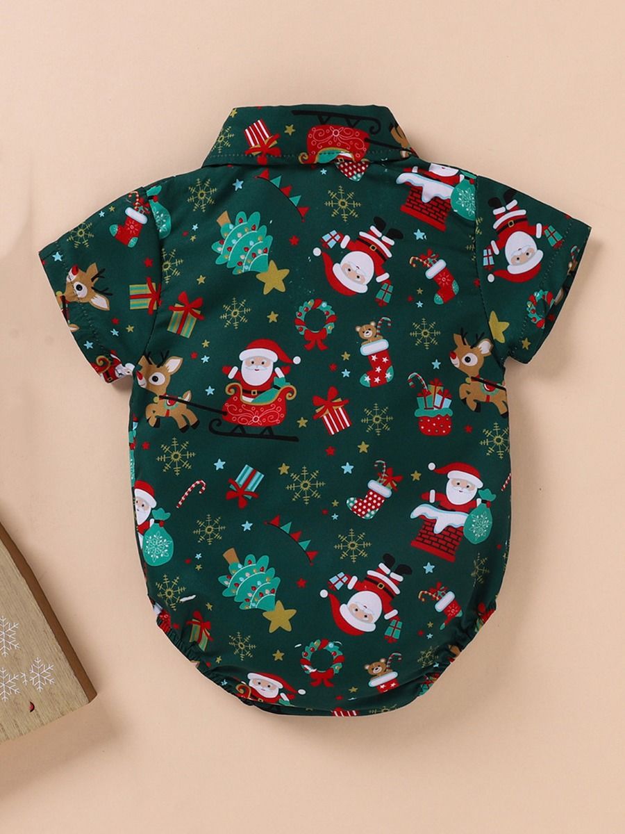Wholesale Baby Boy Christmas Santa Bow Bodysuit 2010103