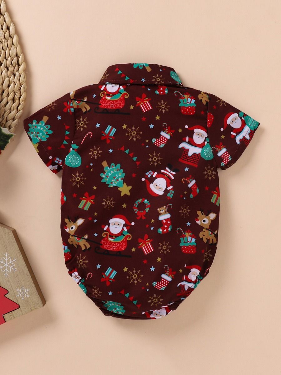 Wholesale Baby Boy Christmas Santa Bow Bodysuit 2010103