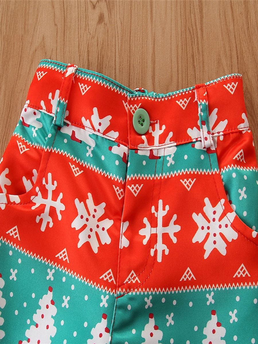 Wholesale 3 Pieces Kid Boy Christmas Snowflake Set Top