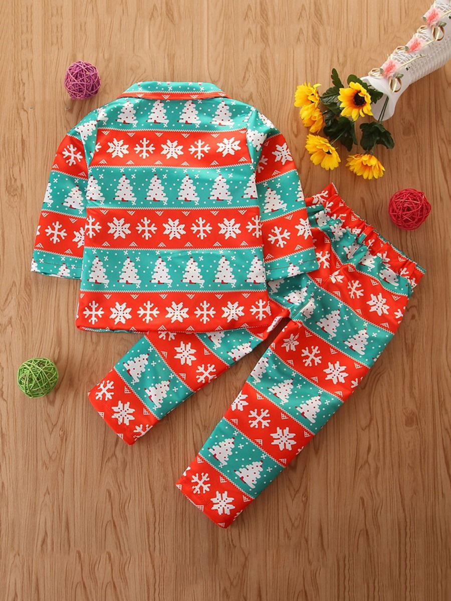 Wholesale 3 Pieces Kid Boy Christmas Snowflake Set Top