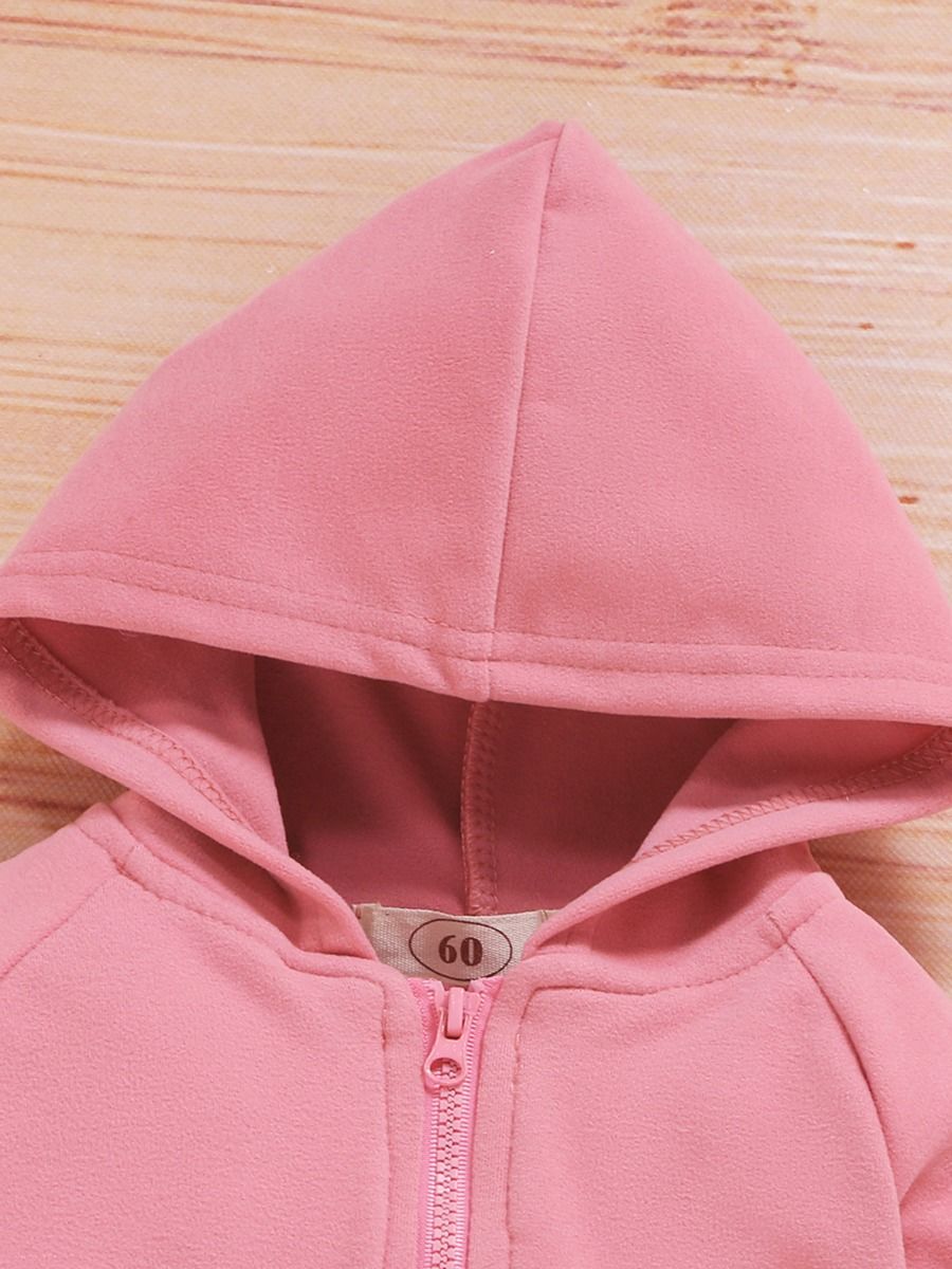 Wholesale Baby Solid Color Zip Up Hooded Jumpsuit 20101