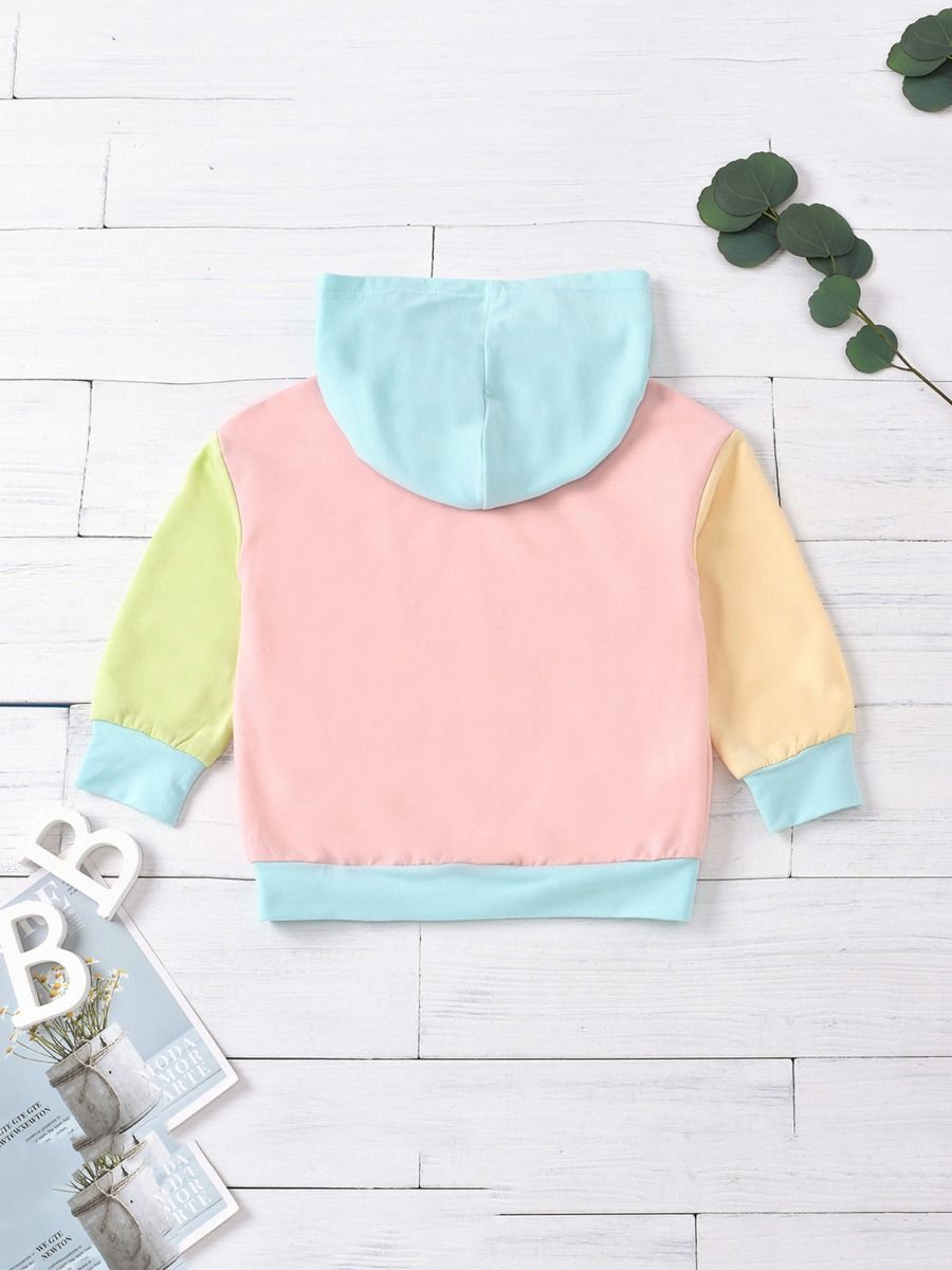 Wholesale Kid Girl Color Blocking Hoodie Sweatshirt 201