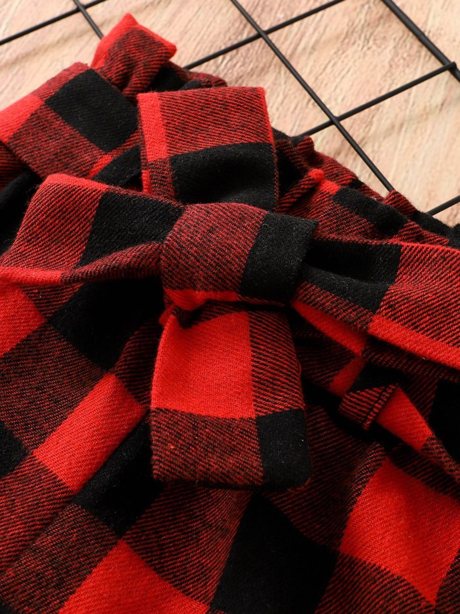 Wholesale 2 Pieces Kid Girl Sequins Ruffle Top & Plaid