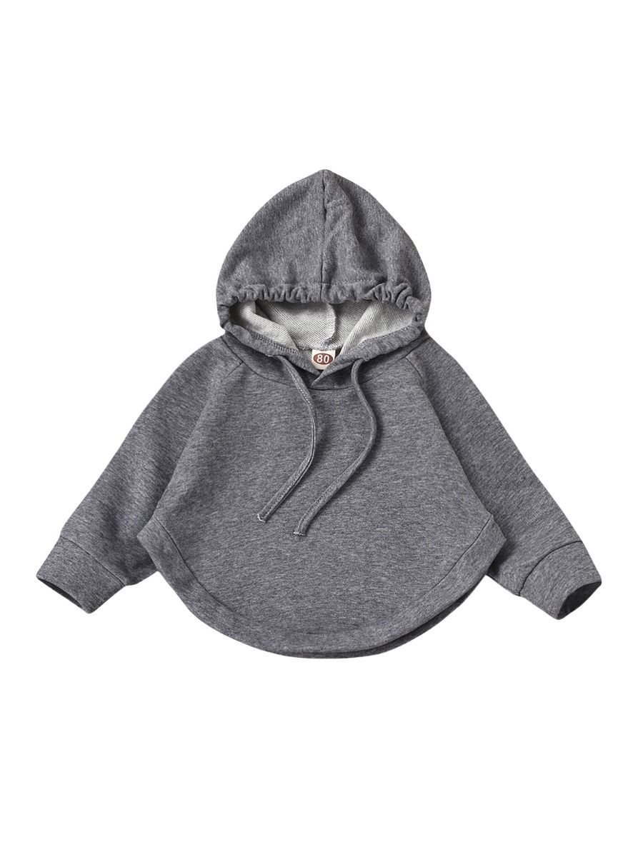 Wholesale Kid Girl Solid Color Drawstring Hoodie Sweats