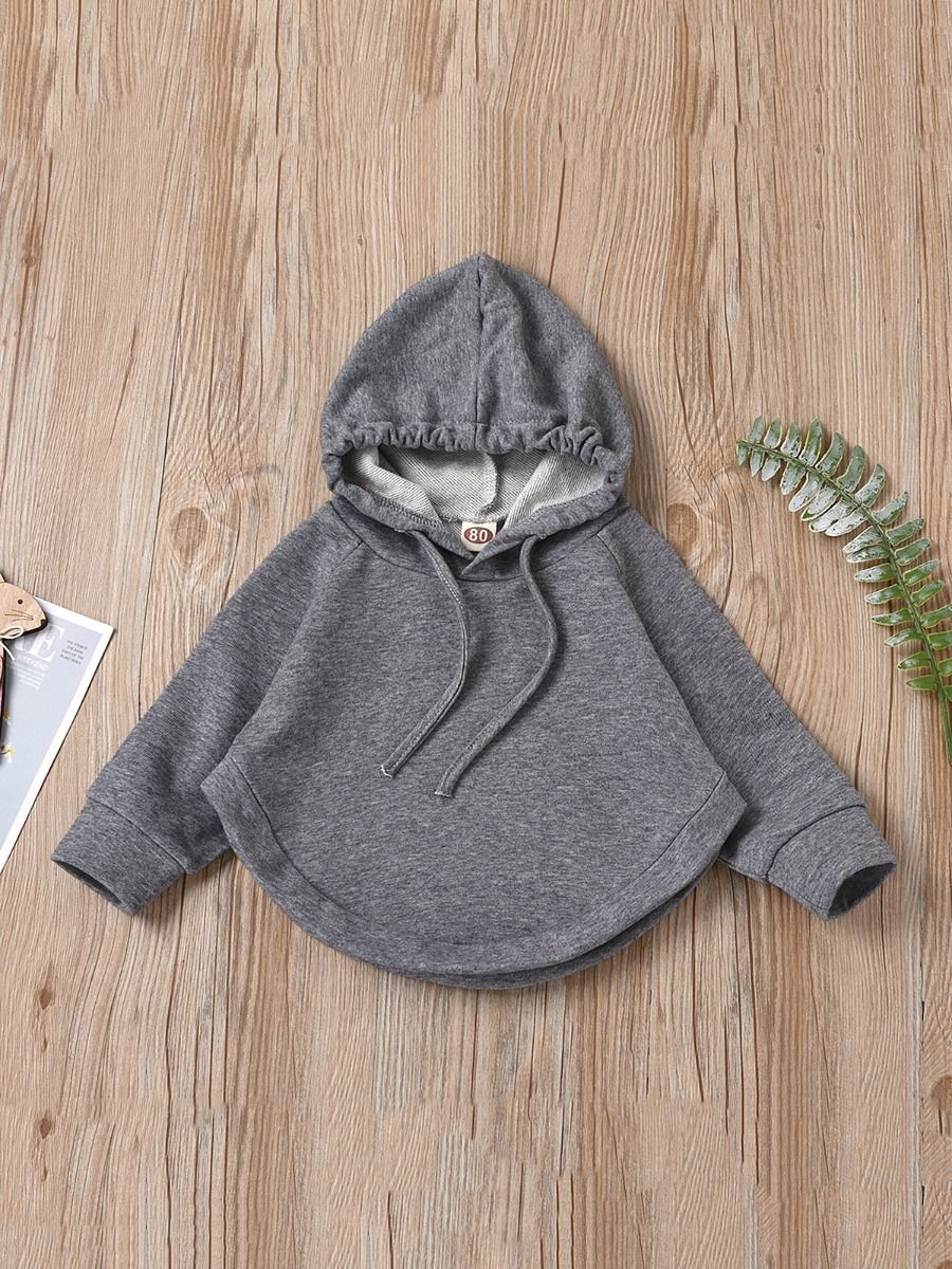 Wholesale Kid Girl Solid Color Drawstring Hoodie Sweats
