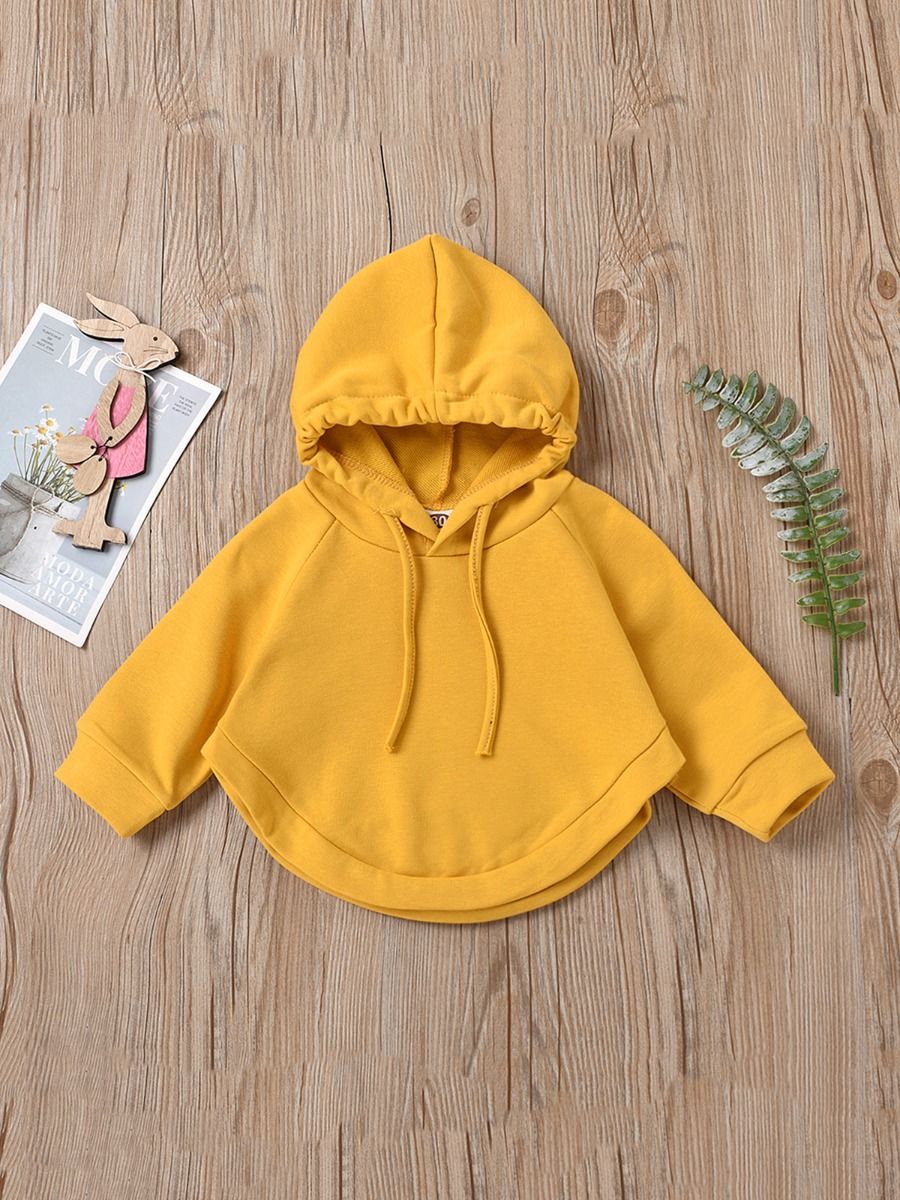Wholesale Kid Girl Solid Color Drawstring Hoodie Sweats