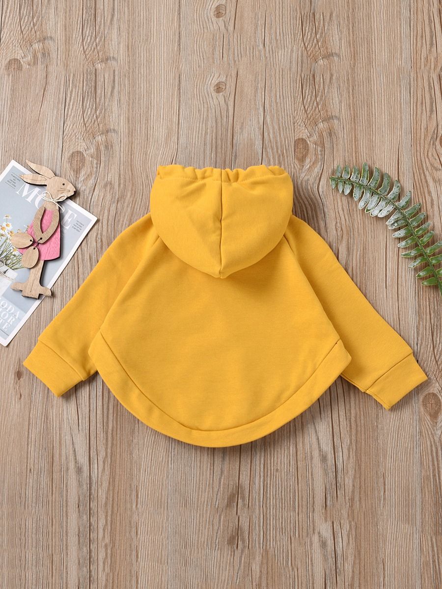 Wholesale Kid Girl Solid Color Drawstring Hoodie Sweats