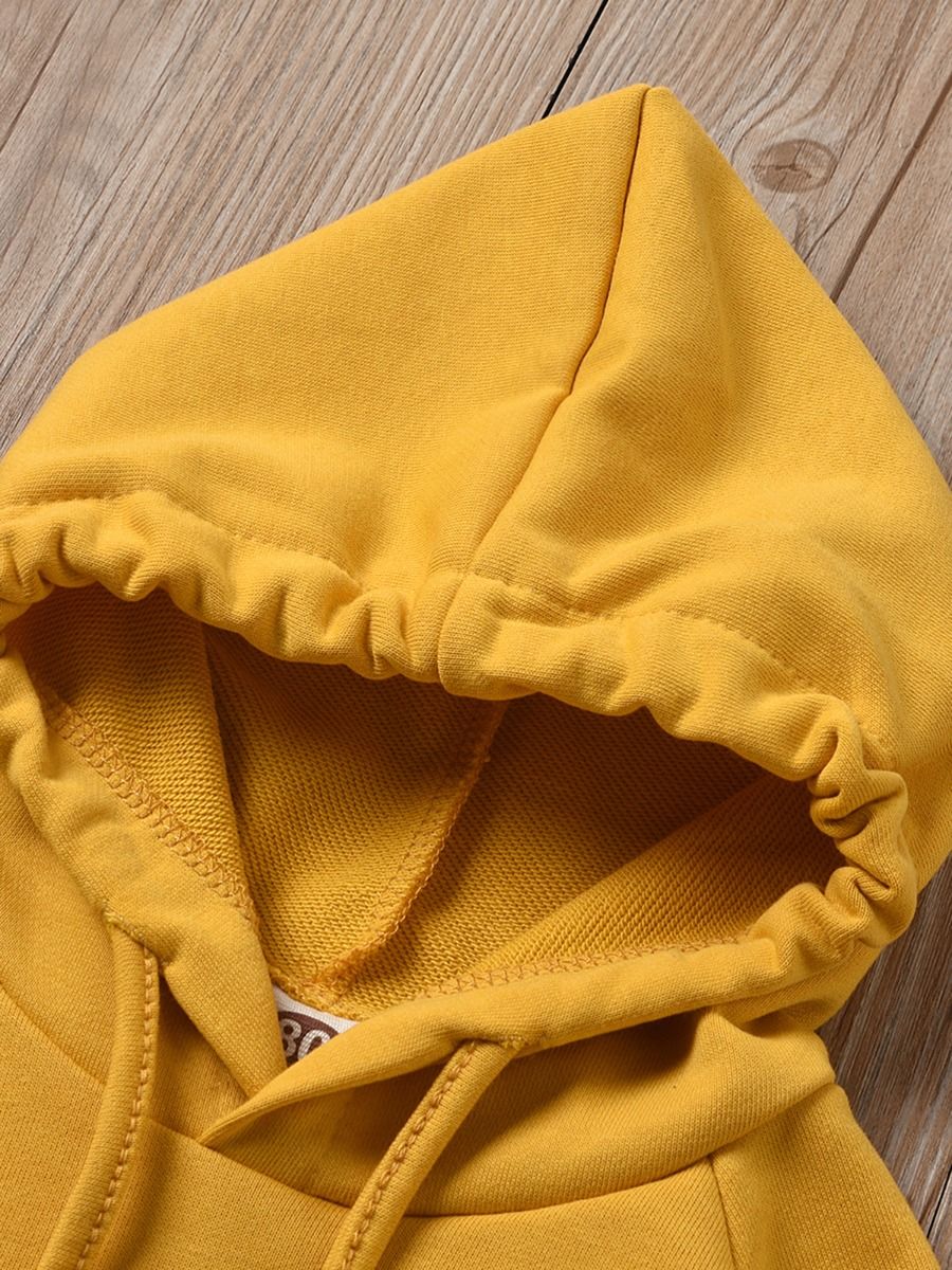 Wholesale Kid Girl Solid Color Drawstring Hoodie Sweats